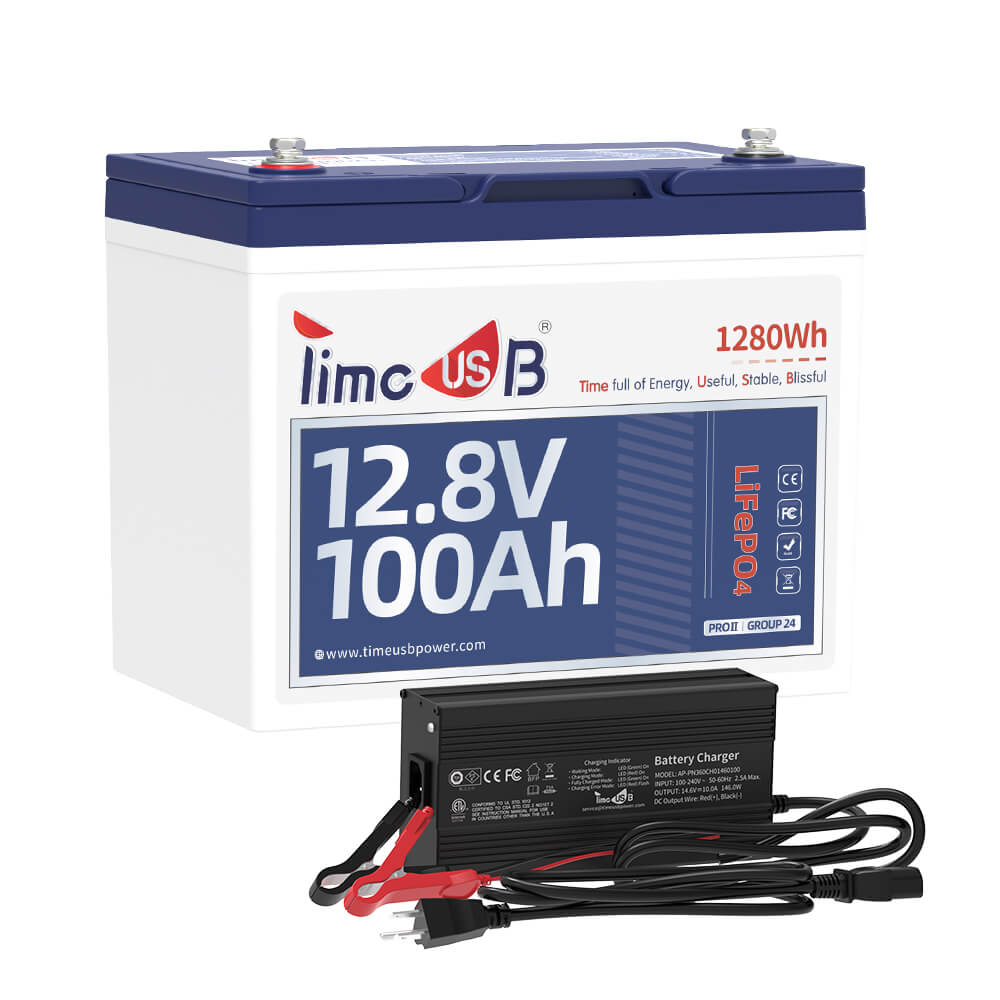 Timeusb 12V 100Ah Group 24 Deep Cycle Battery, Best RV Battery