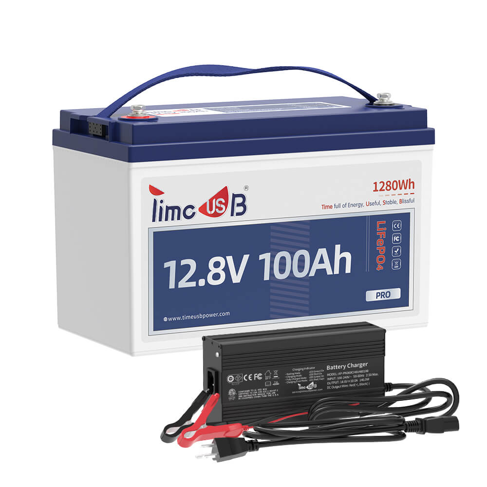 【New Version】Timeusb 12V 100Ah Pro LiFePO4 Lithium Battery