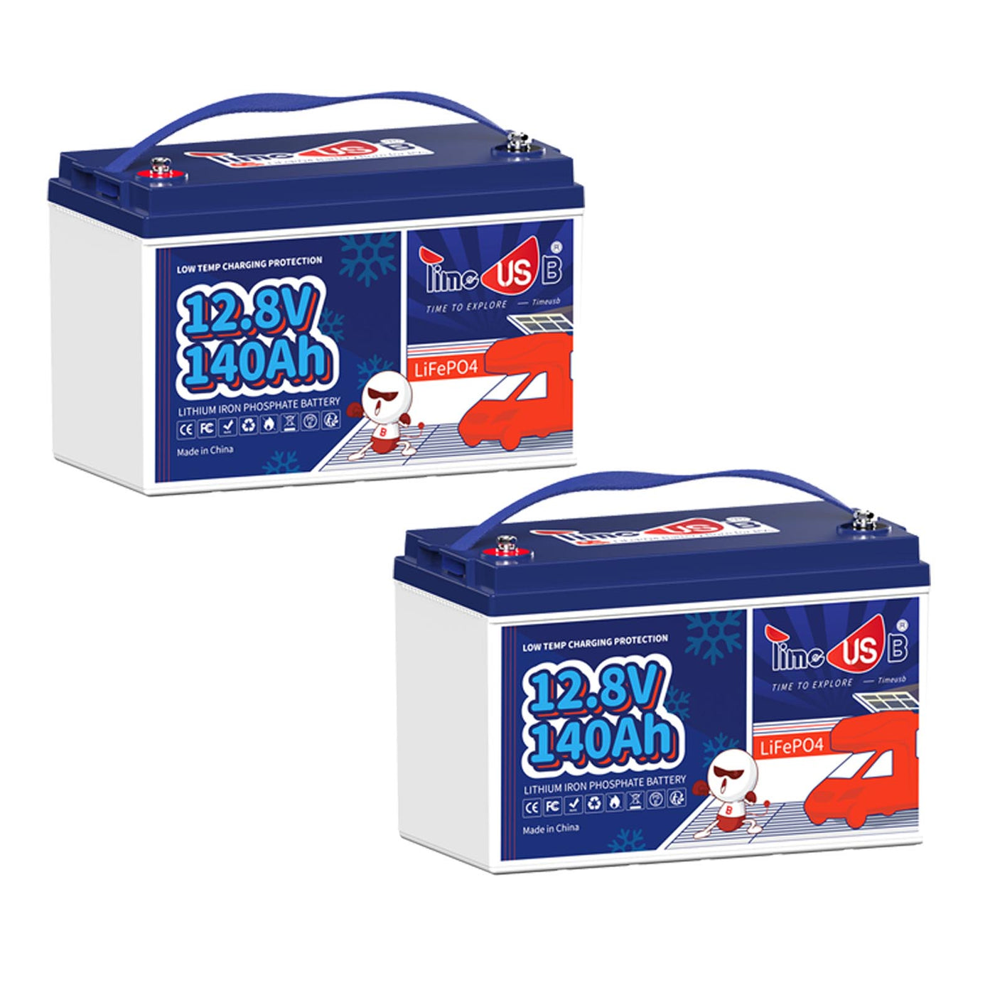 Timeusb 12V Lithium Ion Battery 140Ah with Low-Temp Protection