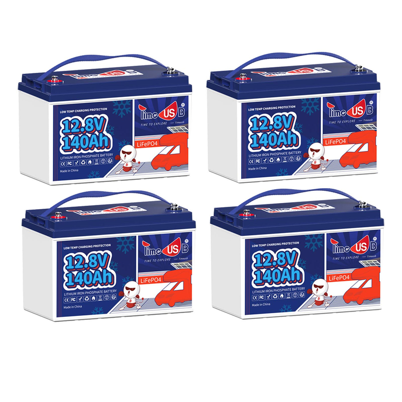 Timeusb 12V Lithium Ion Battery 140Ah with Low-Temp Protection