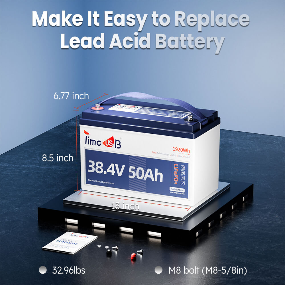 Timeusb 36V 50Ah Lithium Golf Cart Battery 3 Pack