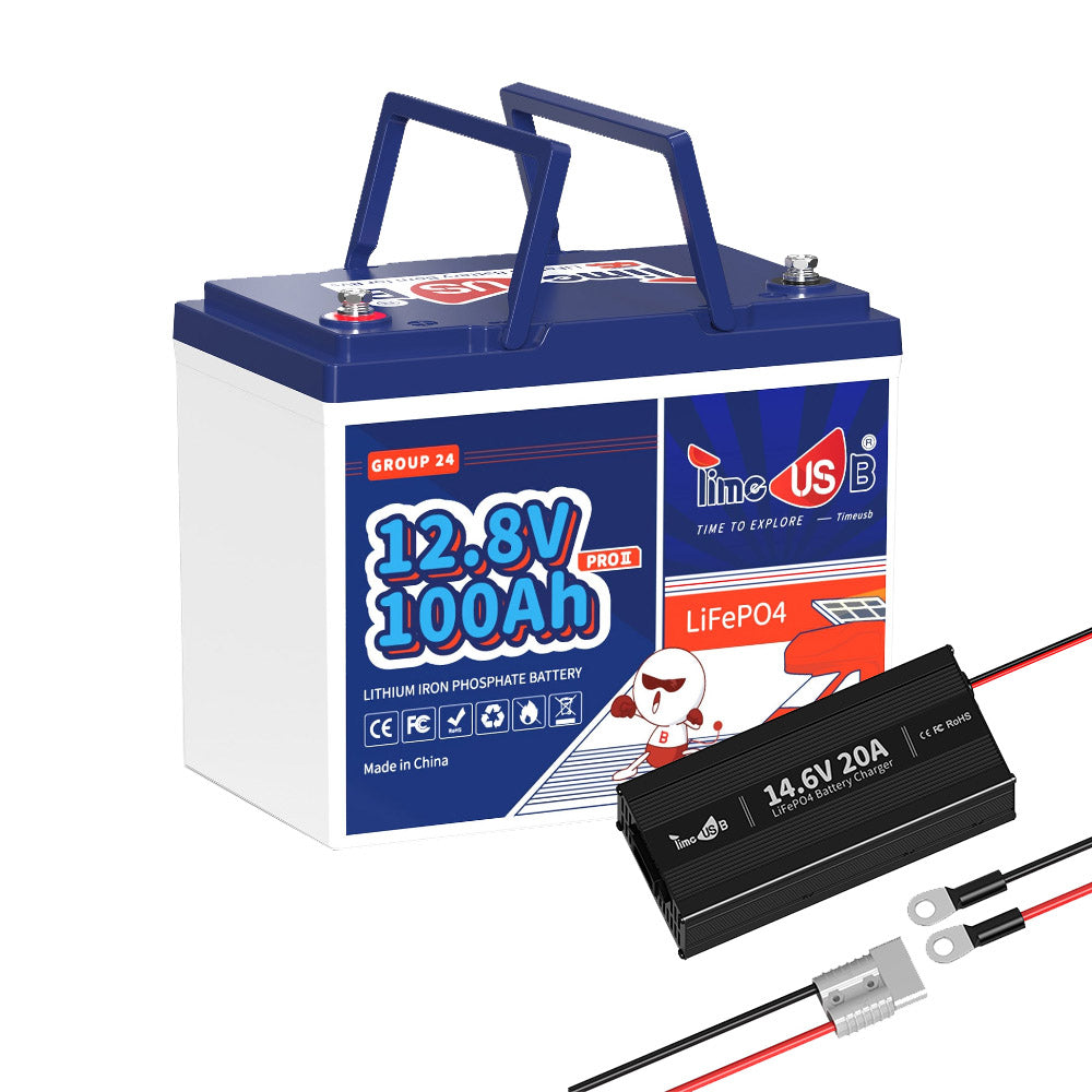 Timeusb 12V 100Ah Group 24 LiFePO4 RV Battery