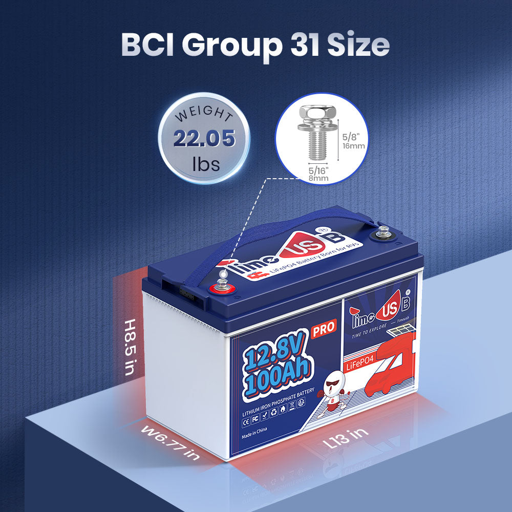 Timeusb 12V 100Ah Group 31 Deep Cycle Battery