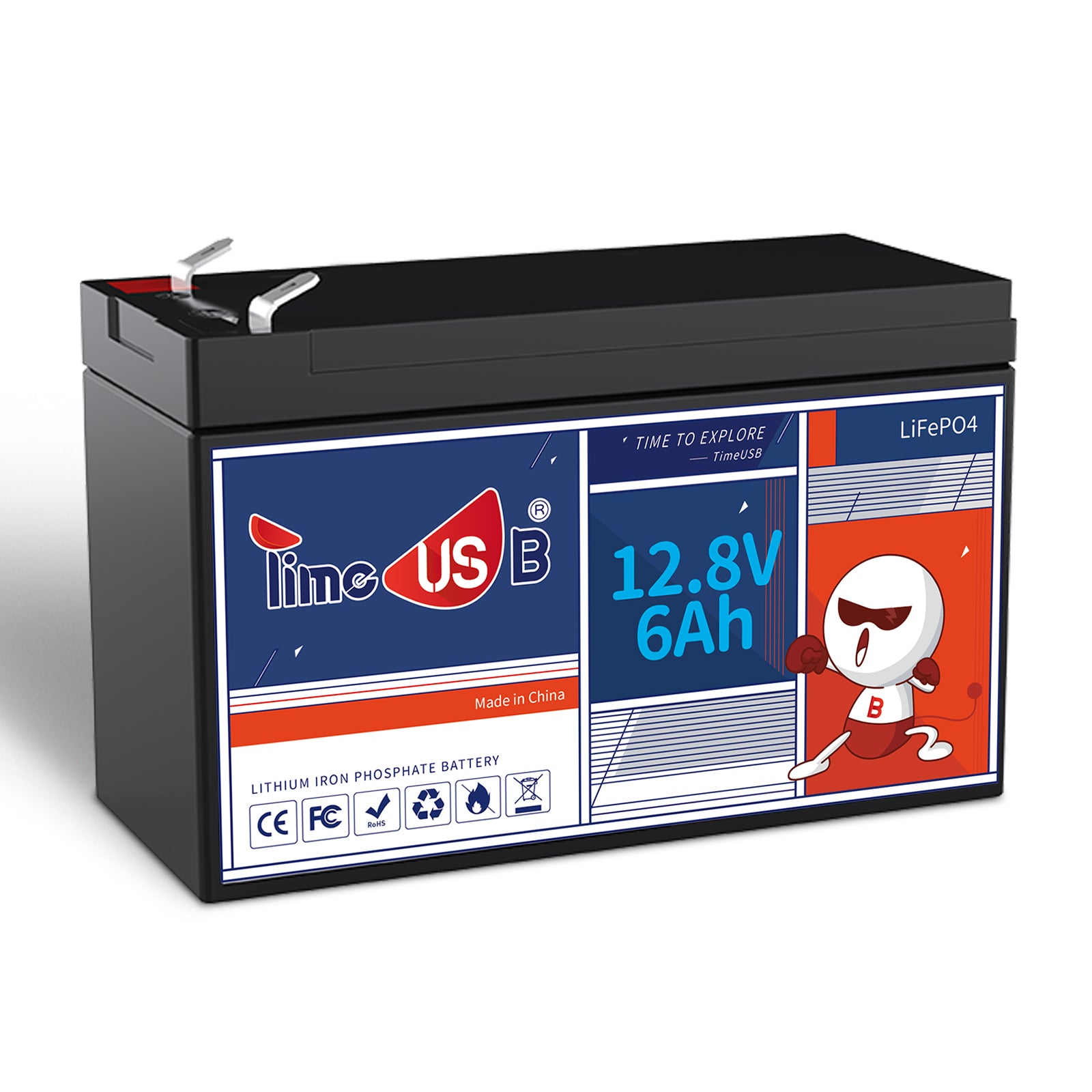 Timeusb 12V 6Ah LiFePO4 Fish Finder Battery