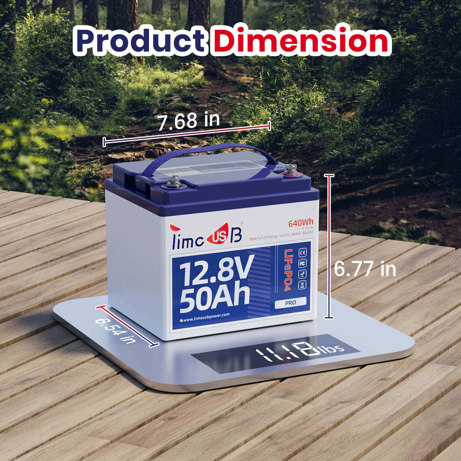 Timeusb 12V 50Ah Lithium Battery Pro, Small 12V Battery